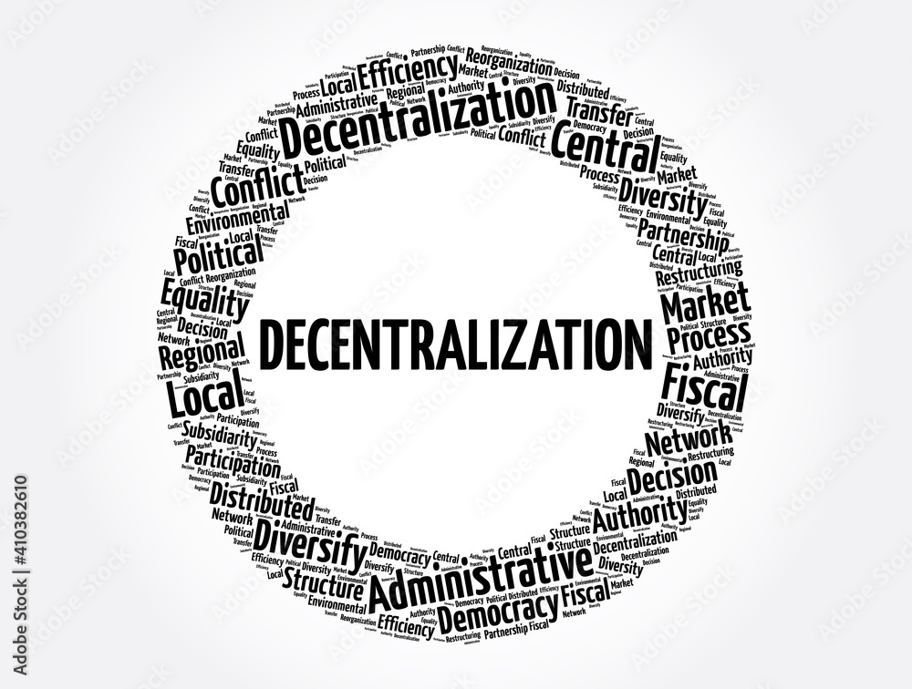 Decentralization word cloud collage, concept background Stock Vector ...