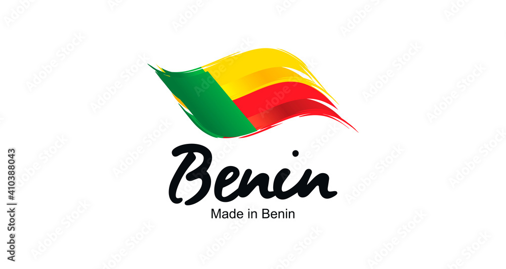 Fotografía Made in Benin handwritten flag ribbon typography lettering ...