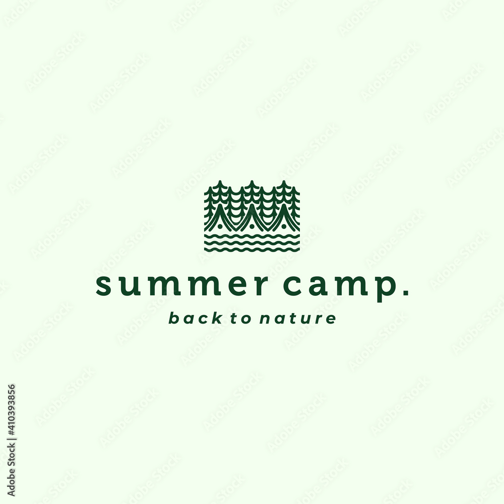 Camping Logo Vector Illustration Design. Outdoor Camp or Summer Camp ...