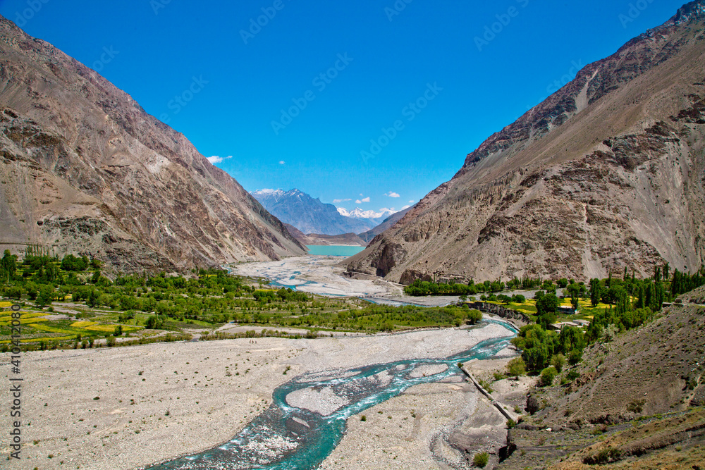 landscapes with mountains , trees and clouds from Karakorum and ...