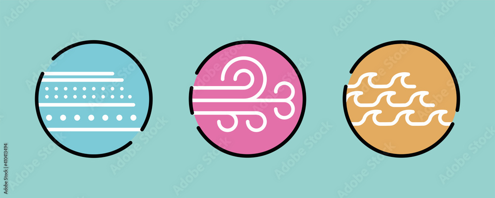 Climate icon designs in different modern colors in round. Earth icon in ...