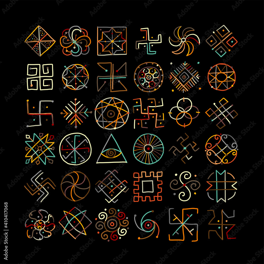 Sacred geometry, symbol set. Alchemy, religion, philosophy ...