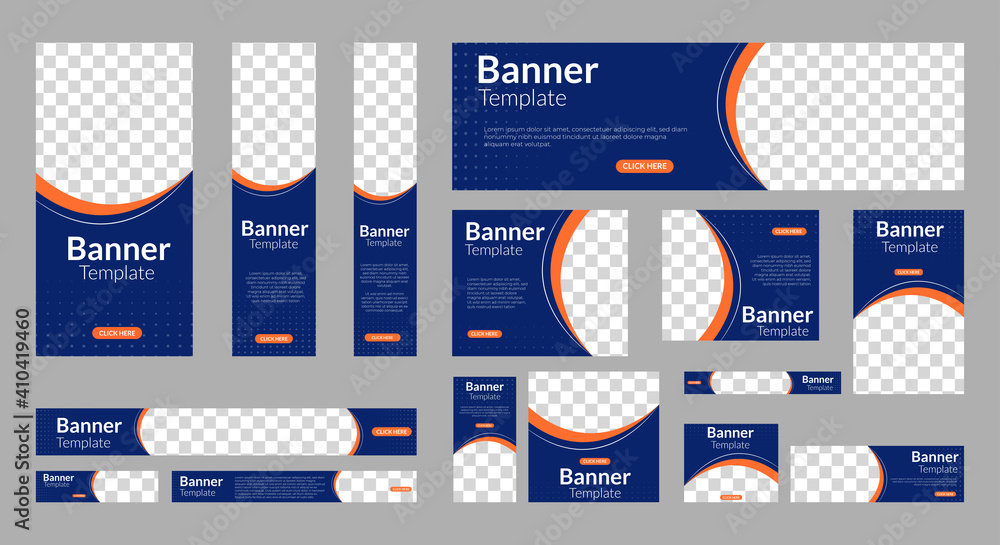 set of creative web banners of standard size with a place for photos ...