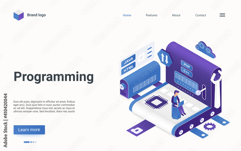 Programming modern development technology isometric vector illustration ...