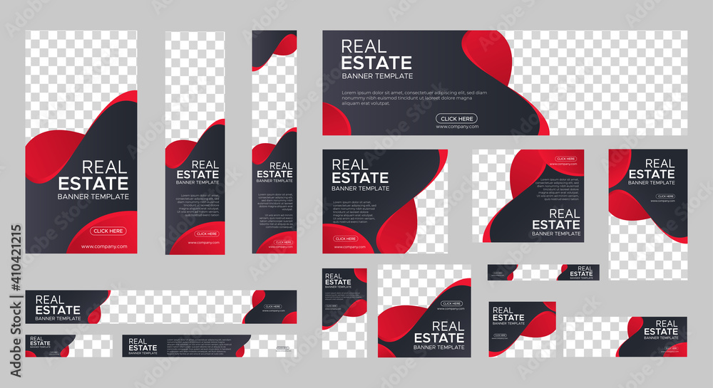 Real Estate web banner design template Set. Vertical, Horizontal and ...