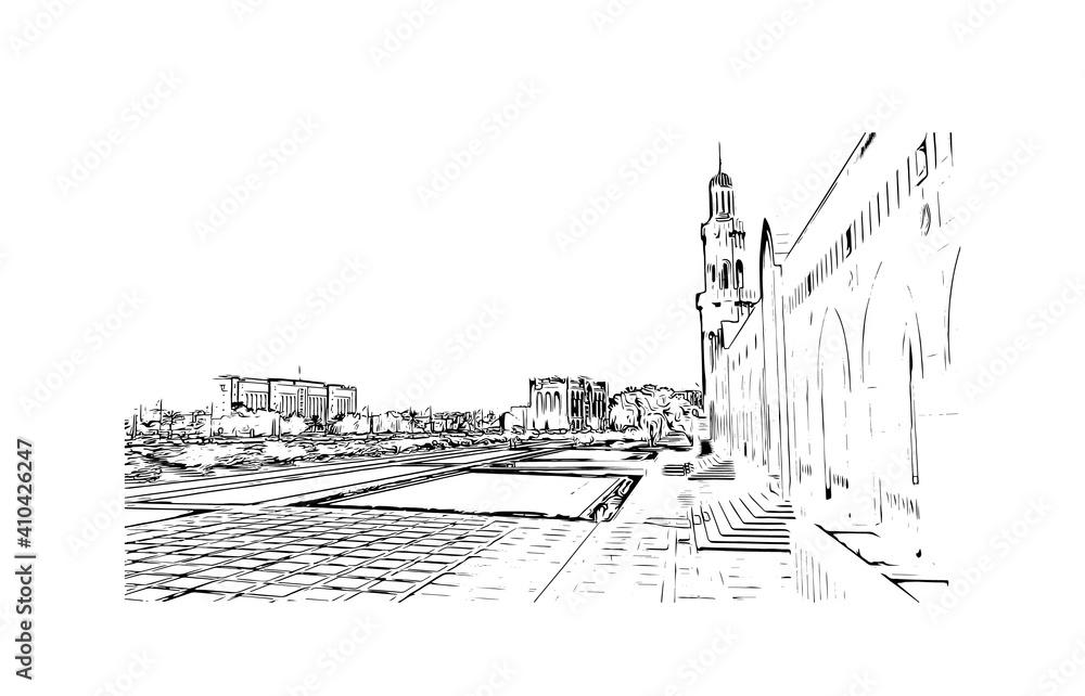 Building view with landmark of Muscat is the capital of Oman. Hand ...
