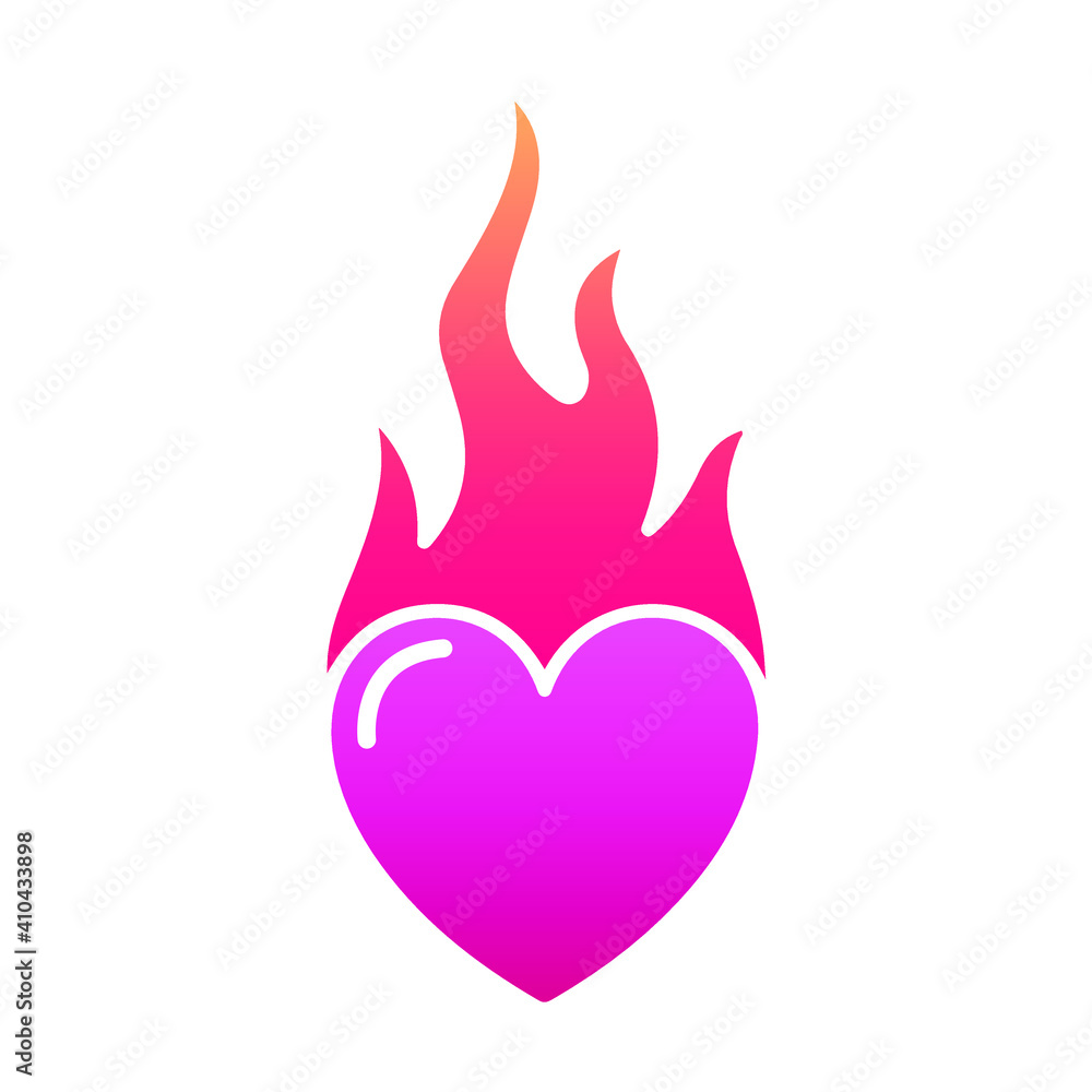 Flaming heart icon vector illustration isolated on white background ...