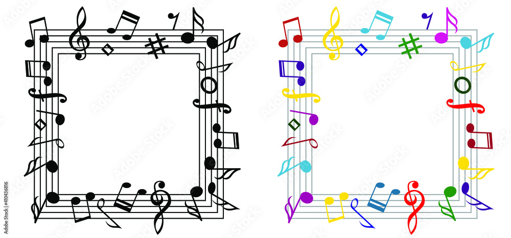 Square, Musical notes stave line pattern. Symbols icon for staff and ...
