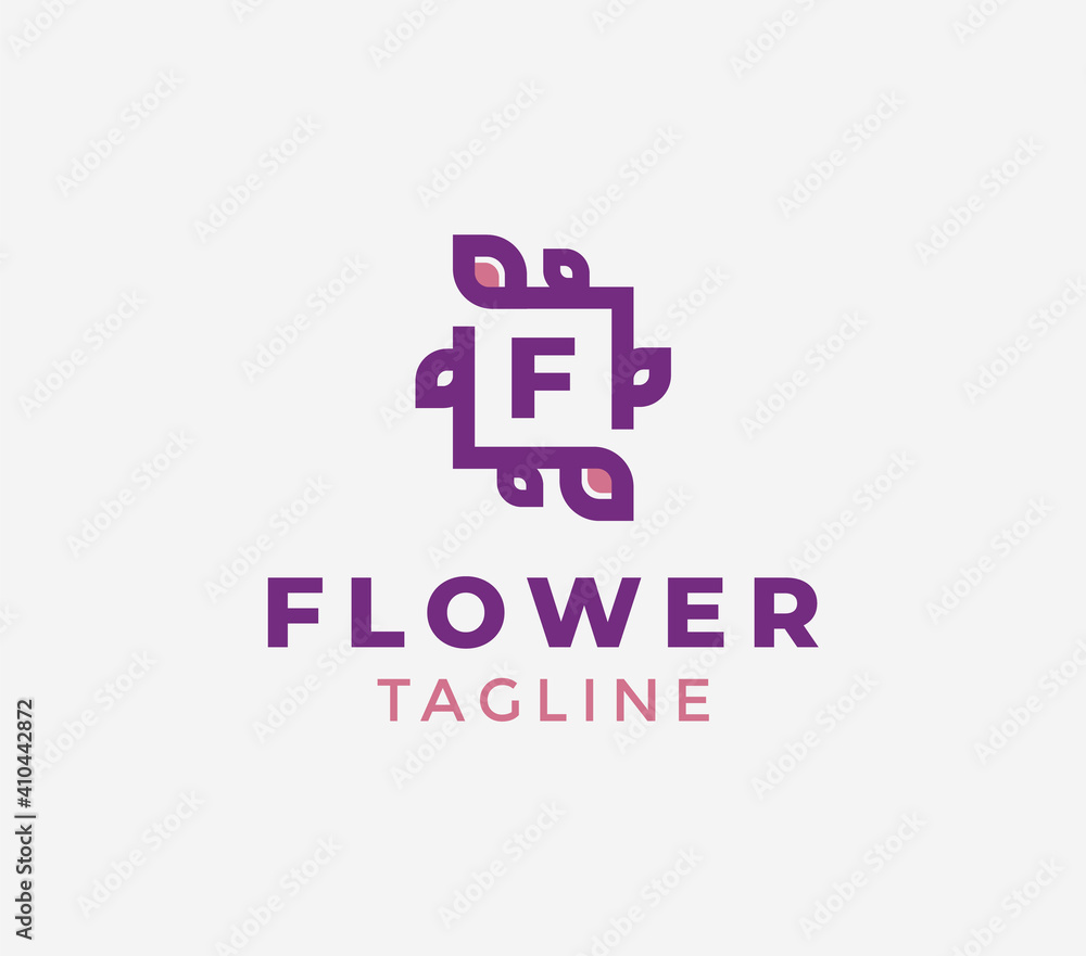 Letter F and flower logo template. Vector floral logo design. Plants ...