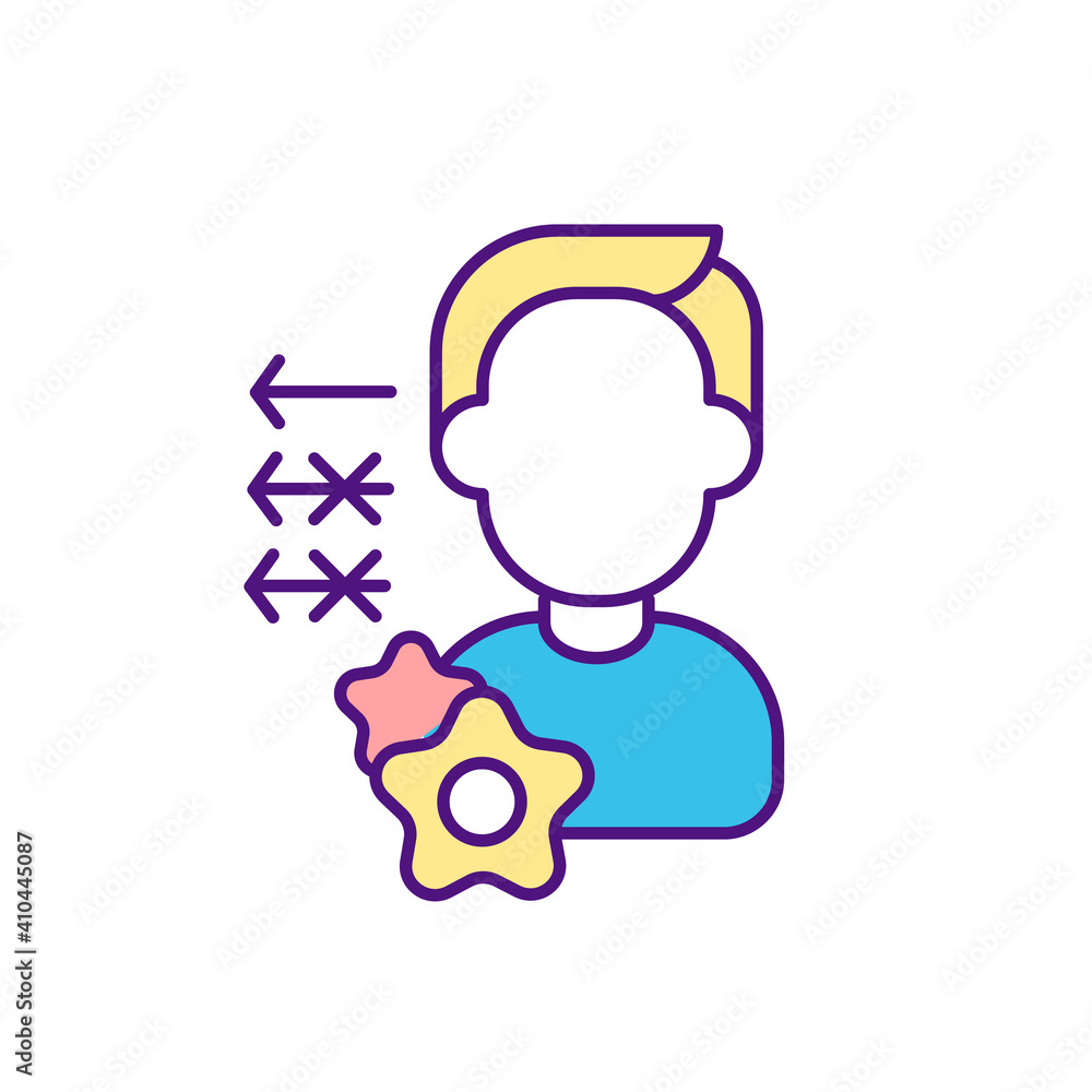 Key worker in workplace RGB color icon. Team members roles and ...
