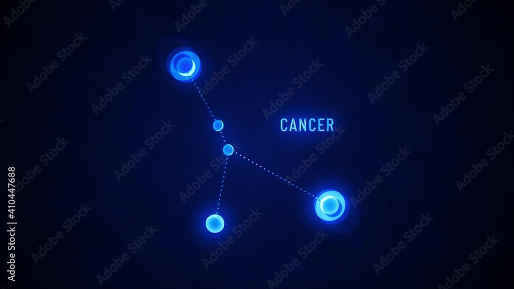 Cancer Zodiac Signs Constellations Background/ 4k animation of a zodiac ...