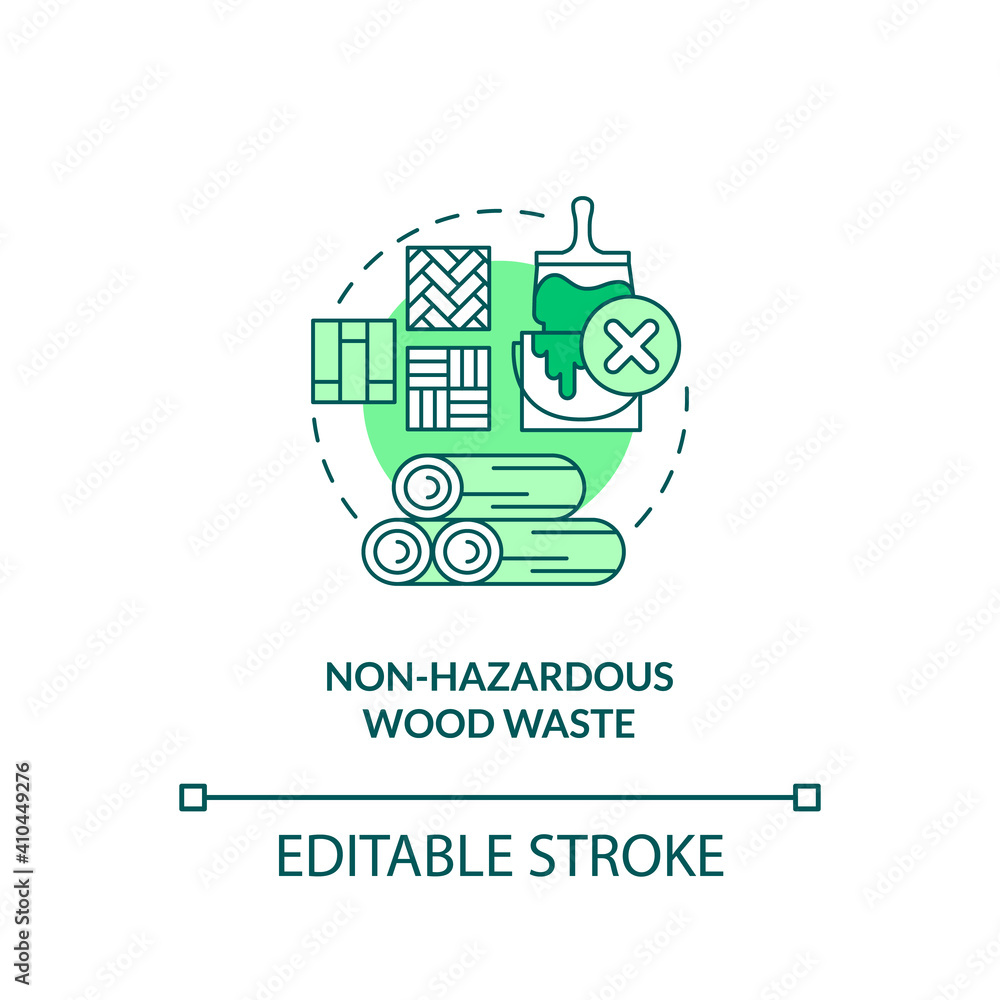 Non-hazardous wood waste concept icon. Organic waste type idea thin ...
