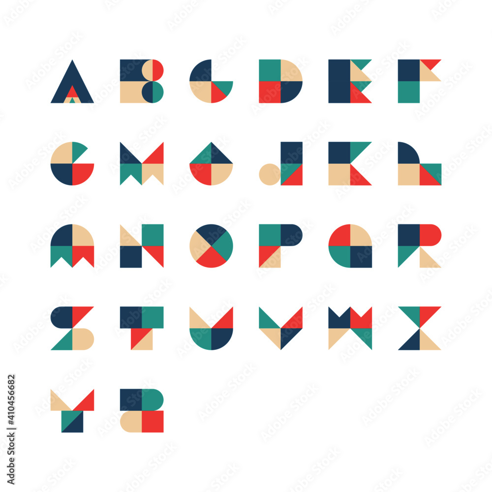 Vector of geometry font and alphabet, set and collection of typography ...