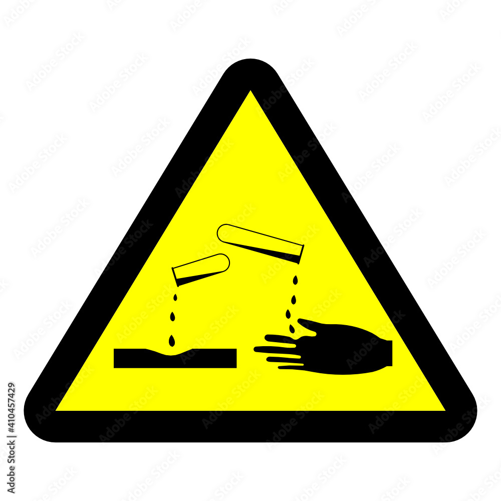 Warning corrosive vector sign isolated on white background, dangerous ...
