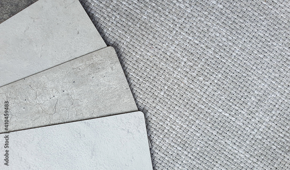 close up concrete laminated samples swatch in light grey and white ...