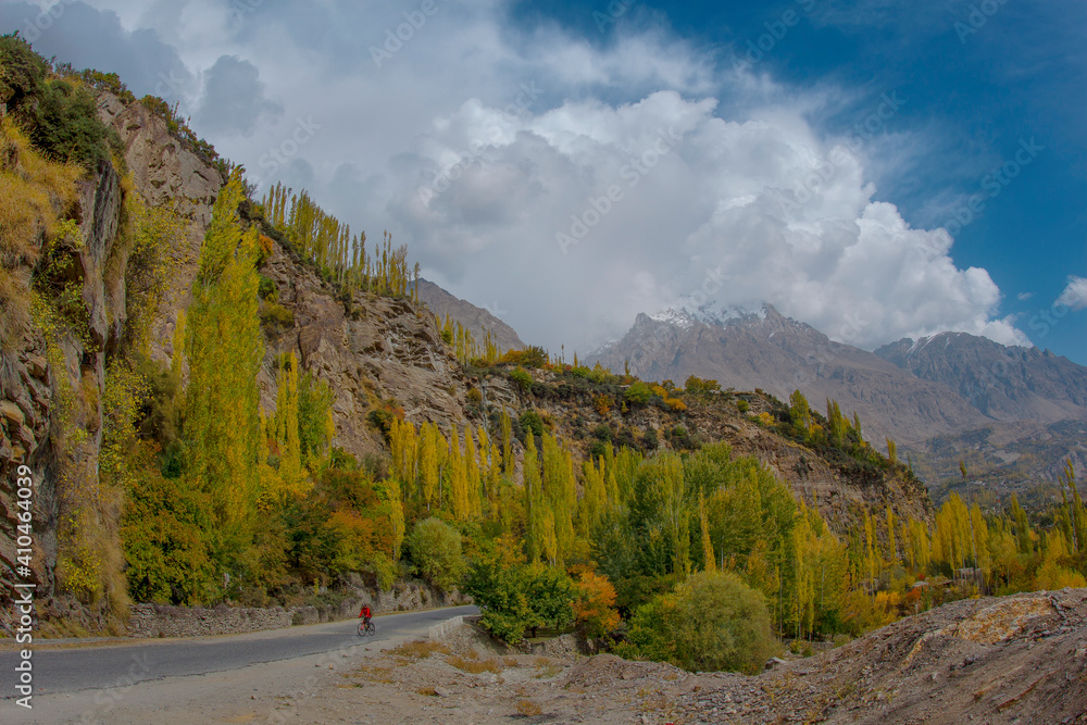 landscapes with mountains , trees and clouds from Karakorum and ...