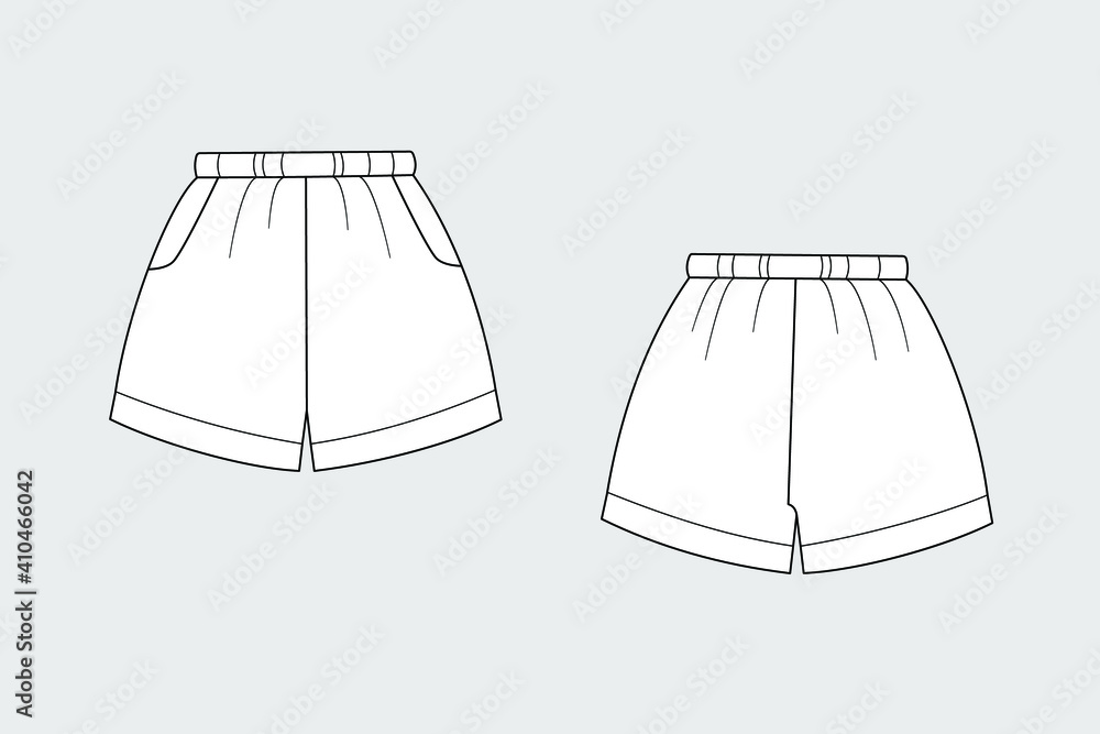 Shorts vector template isolated on a grey background. Female model ...