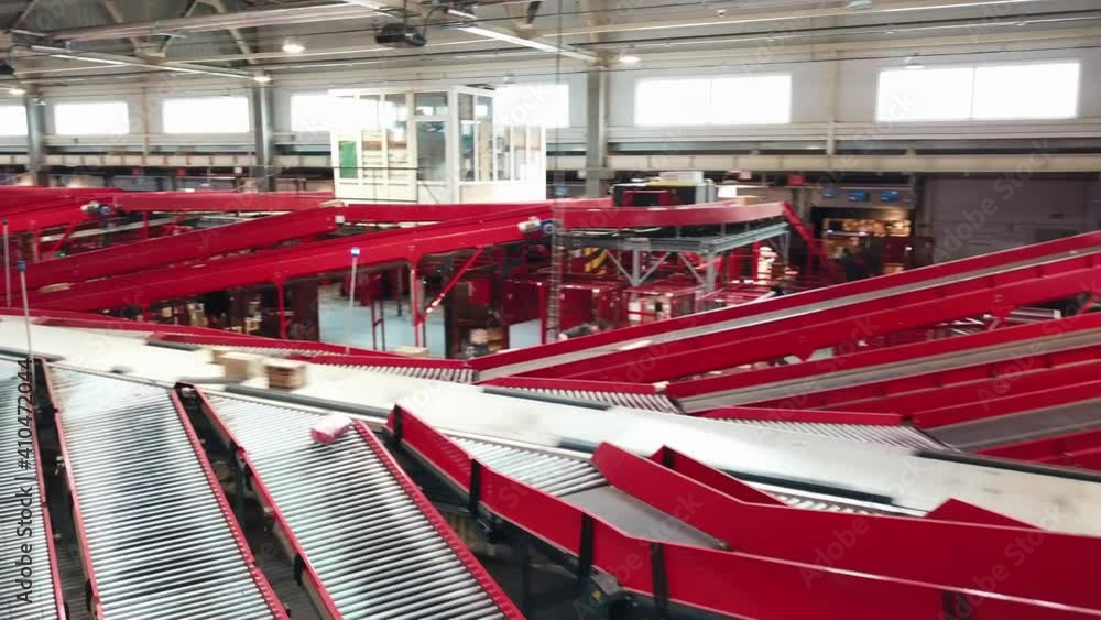 Postal Parcel Sorting Line, Postal Conveyor System, Parcels are Moving ...