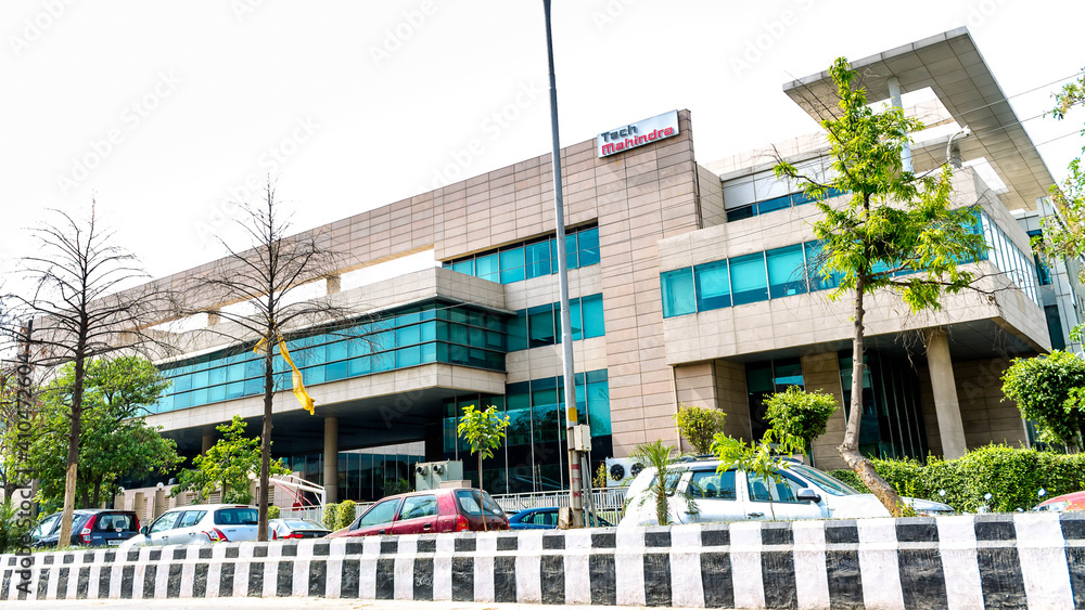 View of Tech Mahindra Ltd. building located at Noida Special Economic ...