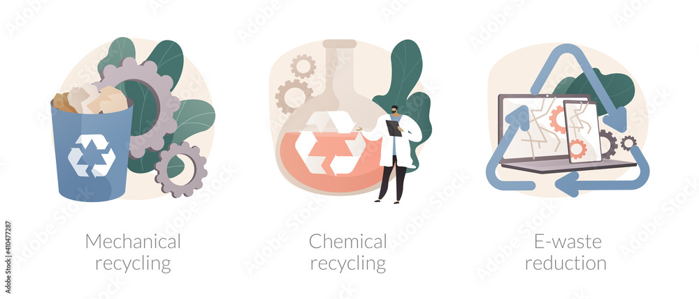 Industrial waste management abstract concept vector illustration set ...