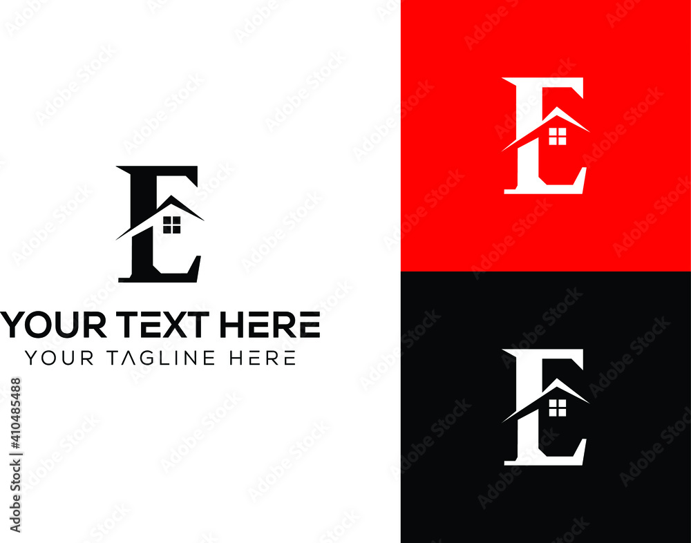E letter real estate logo design vector, letter e real estate logo ...