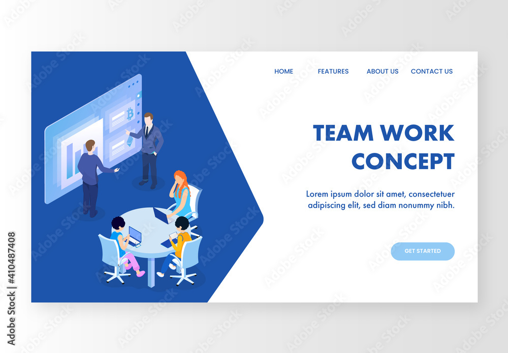 Team Work Concept Based Landing Page Design with Business People ...