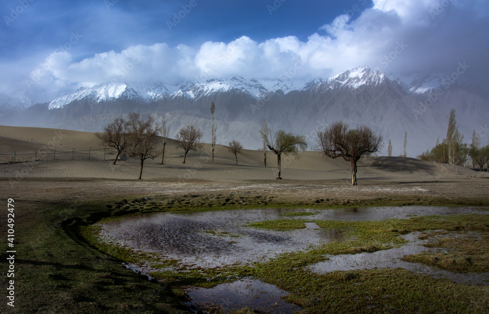 landscapes with mountains , trees and clouds from Karakorum and ...