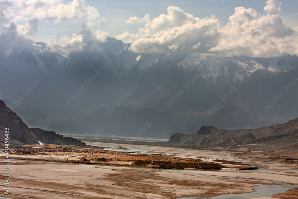 landscapes with mountains , trees and clouds from Karakorum and ...