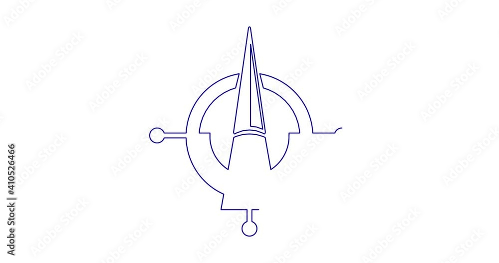Navigation direction icon contour. World sides orientation from north ...