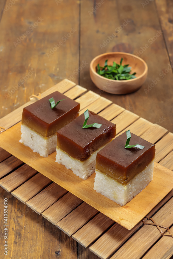 Talam ketan or serimuka kueh or pulut sekaya, made from glutinous rice ...