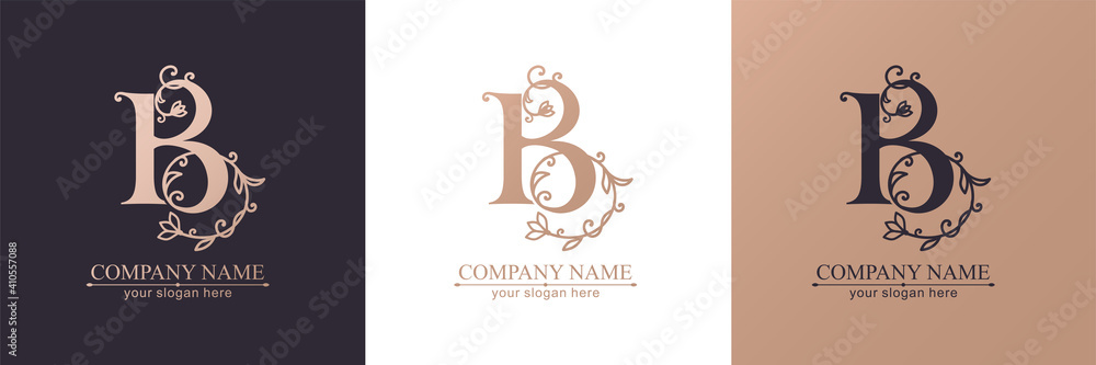 Premium Vector B logo. Monnogram, lettering. Delicate elegant floral ...