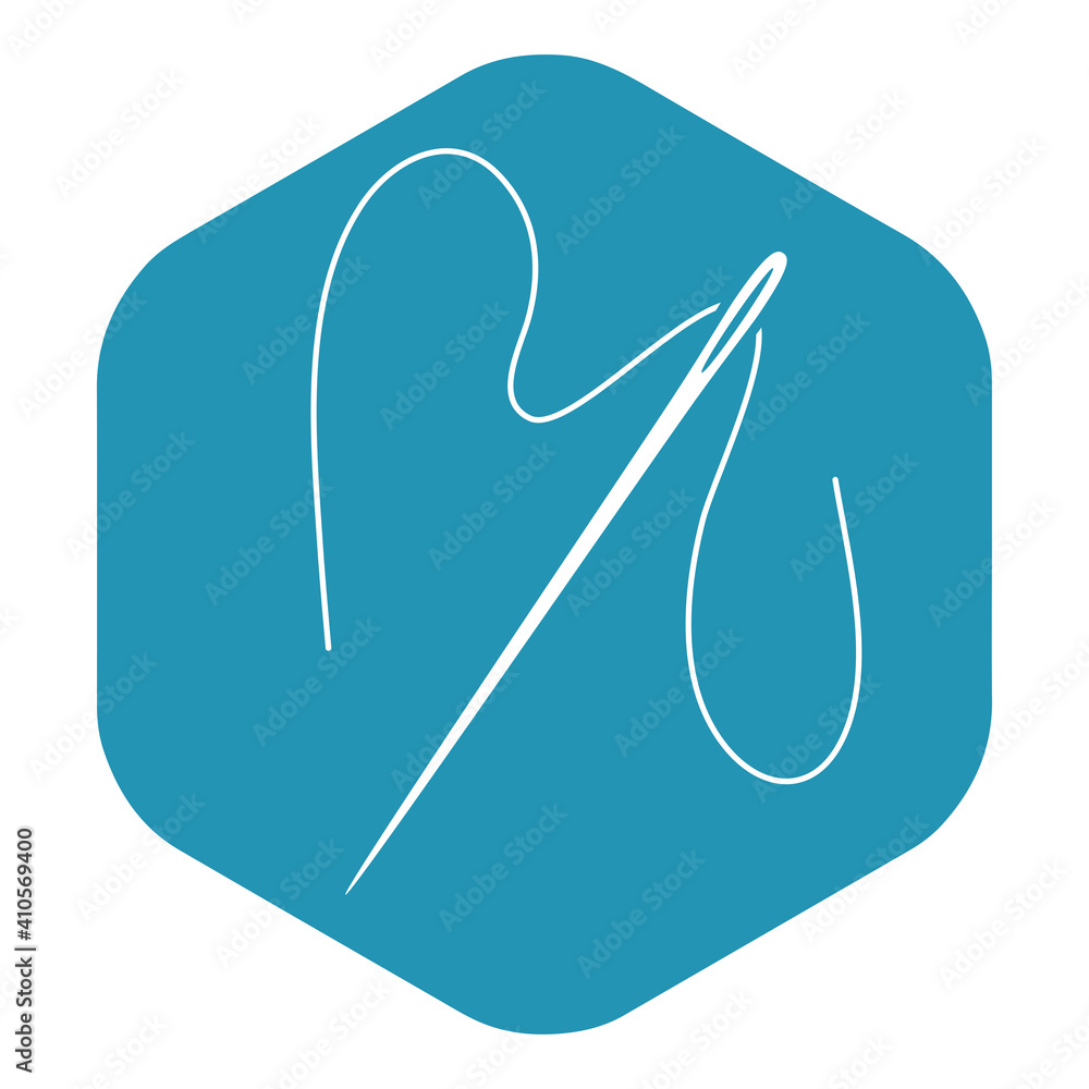 The needle and thread icon. Sewing and embroidery. A white stash on a ...