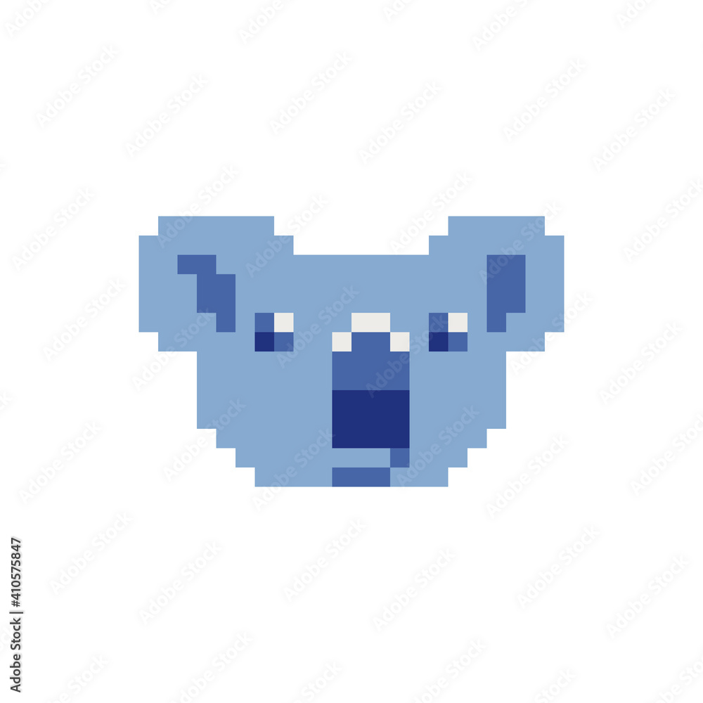 Koala head. Pixel art icon. Stickers design. Isolated vector ...