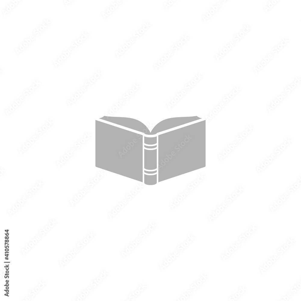 grey open book silhouette isolated on white background. Knowledge ...