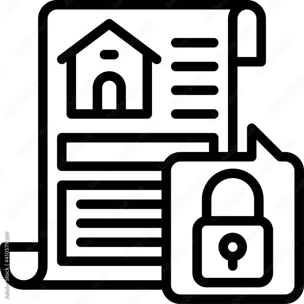 Title deed with lock icon, Bankruptcy related vector Stock Vector ...
