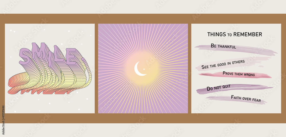 A set of three aesthetic posters with text templates. Minimalistic ...