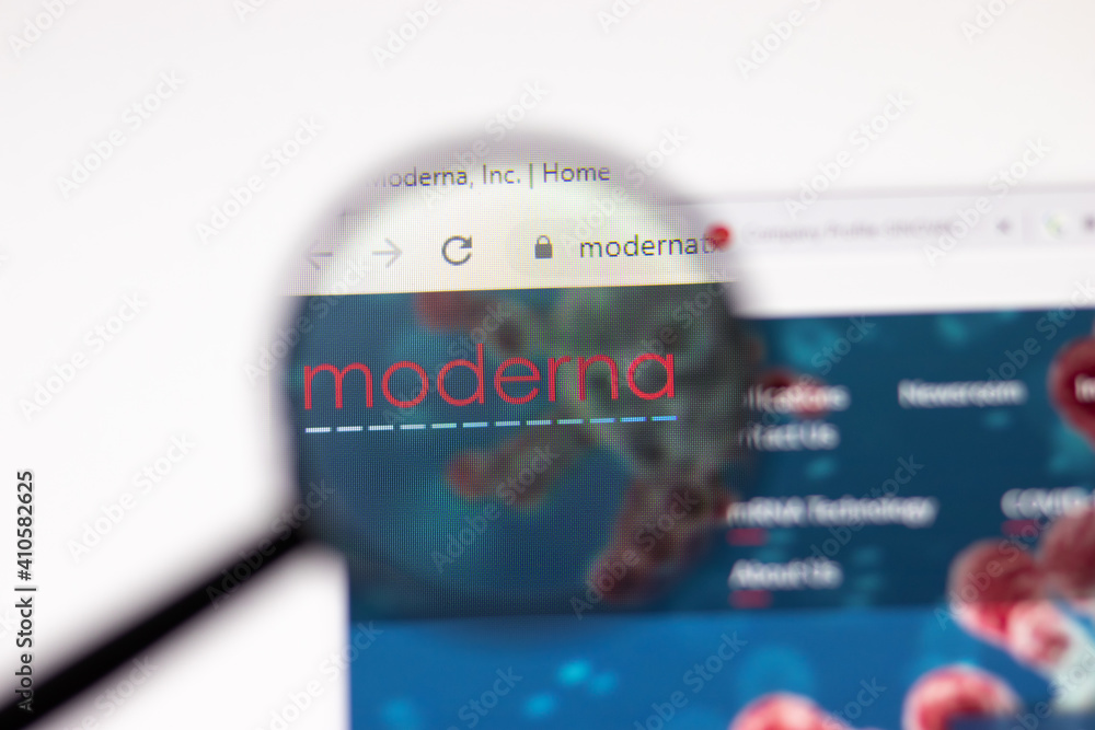 Los Angeles, USA - 1 February 2021: Moderna website page. Modernatx.com ...