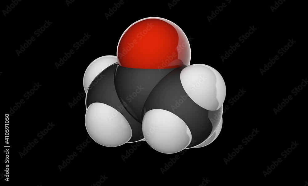 Structural chemical formula and molecular structure of acetone. Formule ...