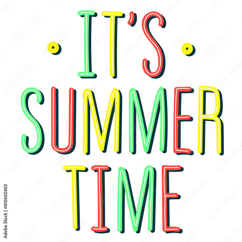 vector trending handwritten lettering "it's summertime" isolated on ...