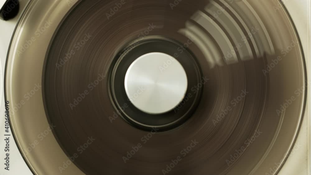Reel to Reel Tape Recorder Playing. Rotating Vintage Music player close ...