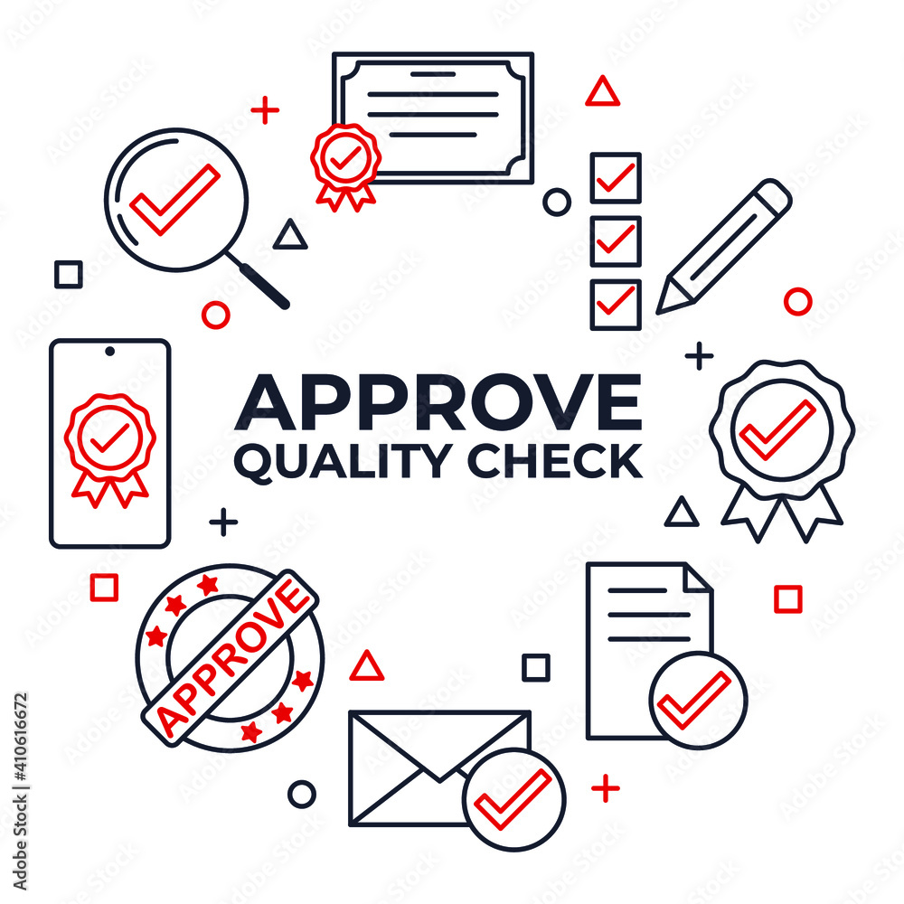 set icon approvement. accreditation icon. business quality check symbol ...