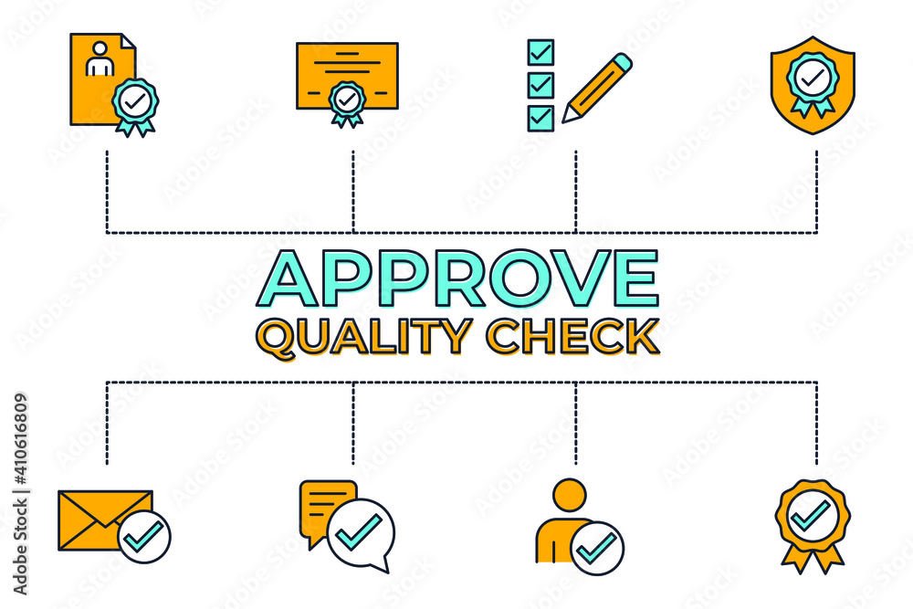 set icon approvement. accreditation icon. business quality check symbol ...