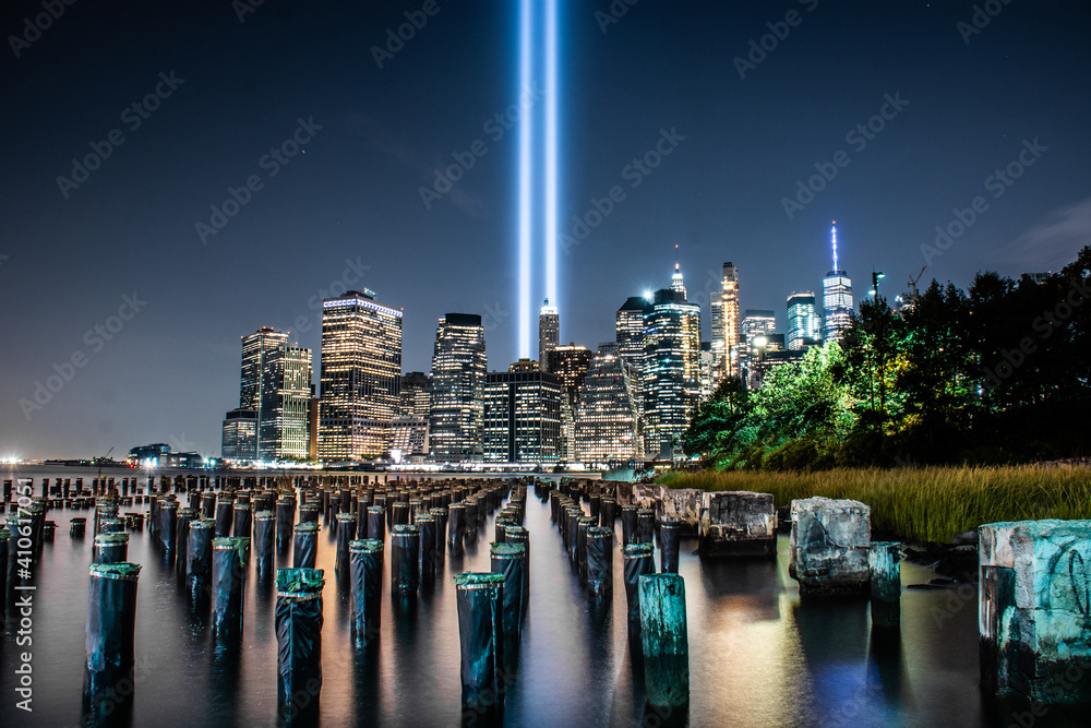 9-11 Memorial Lights from Brooklyn Stock Photo | Adobe Stock