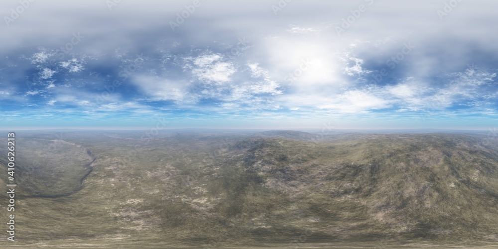 hdri, simple landscape, earth and sky,, environment map , Round ...