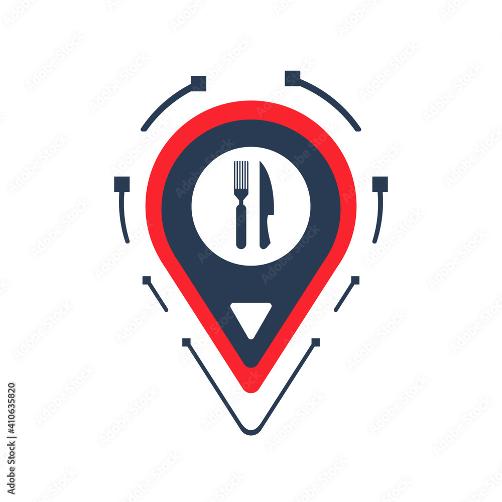 Restaurant Location Icon. Restaurant map, direction, GPS and place ...
