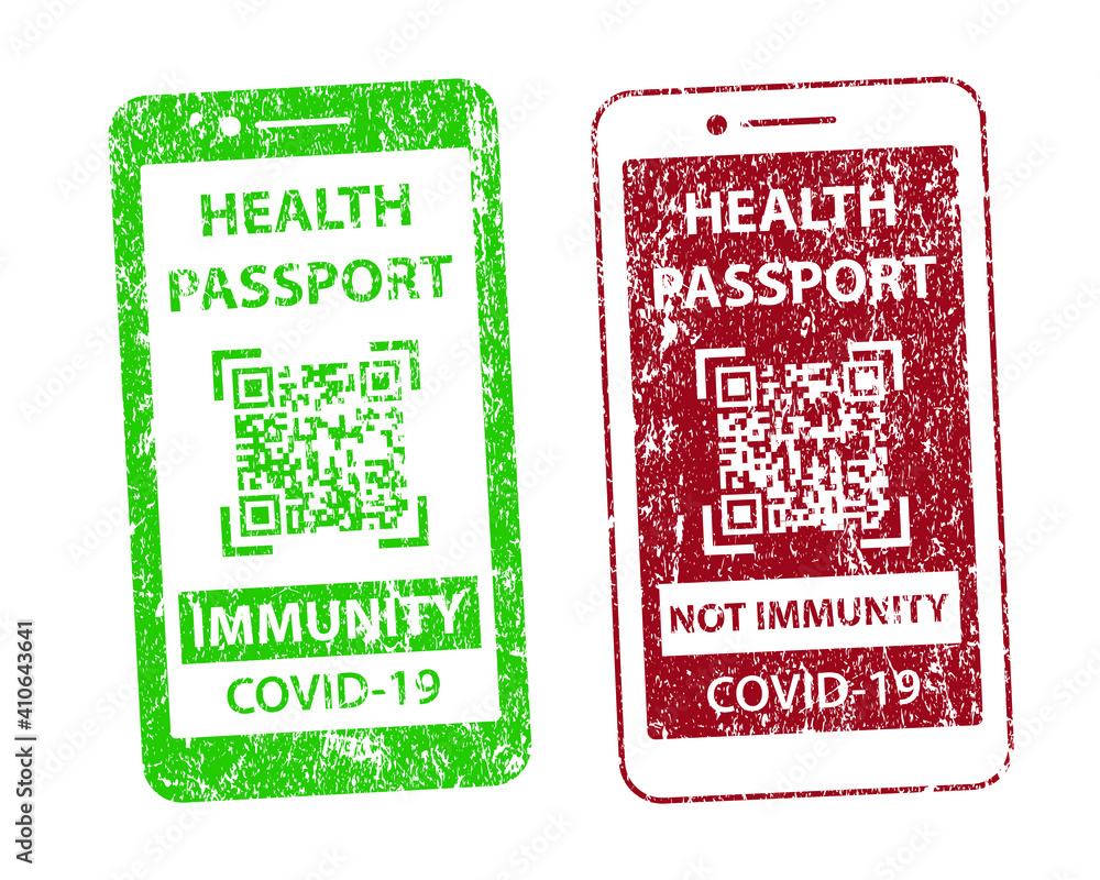 Coronavirus digital phone Immune health passport template icon. Covid ...