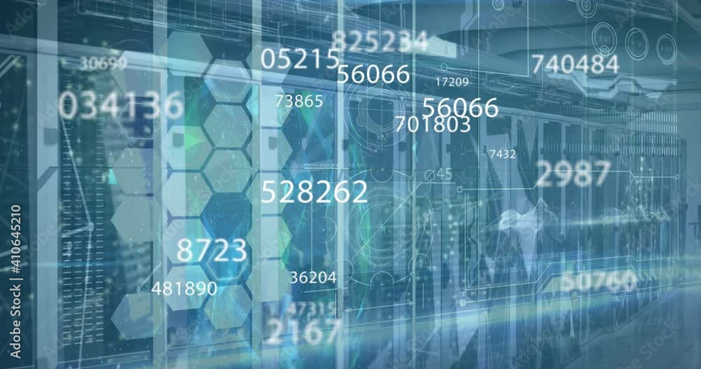 Digital animation of multiple changing numbers and network of ...