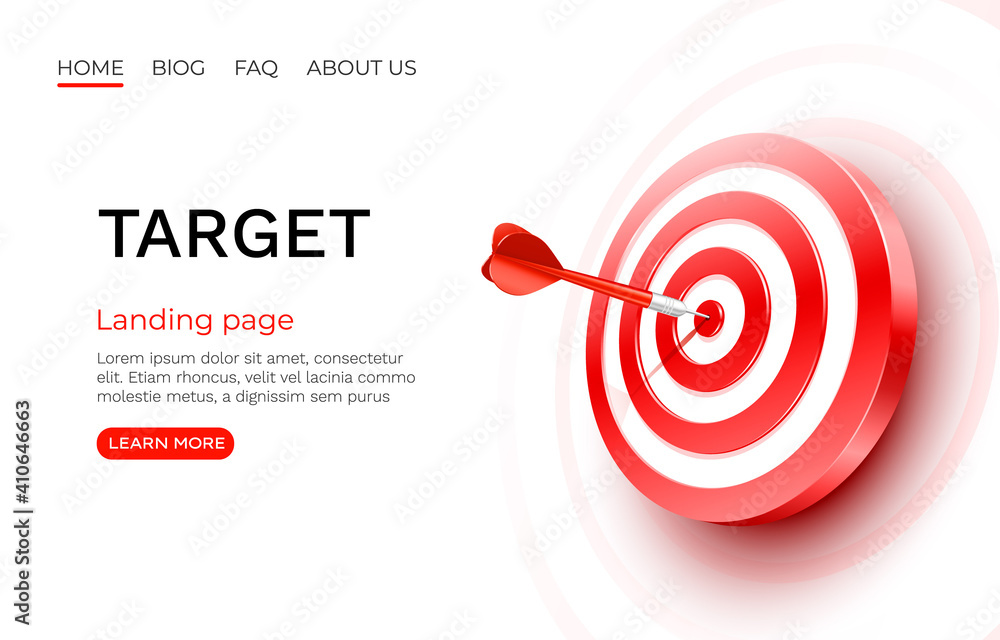 Target landing page, banner business 3d icon. Vector Stock Vector ...