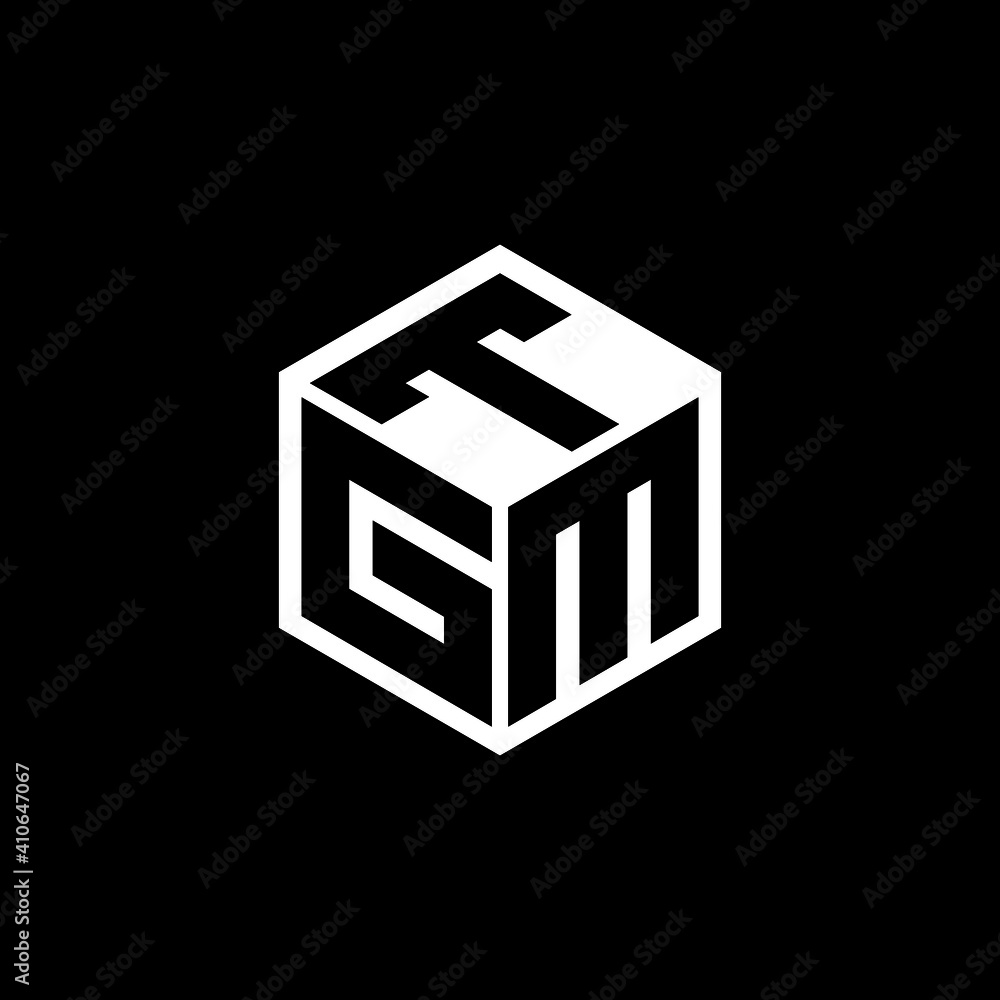 GMT letter logo design with black background in illustrator, cube logo ...
