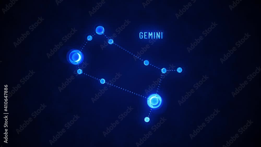 Gemini Zodiac Signs Constellations Background/ 4k animation of a zodiac ...